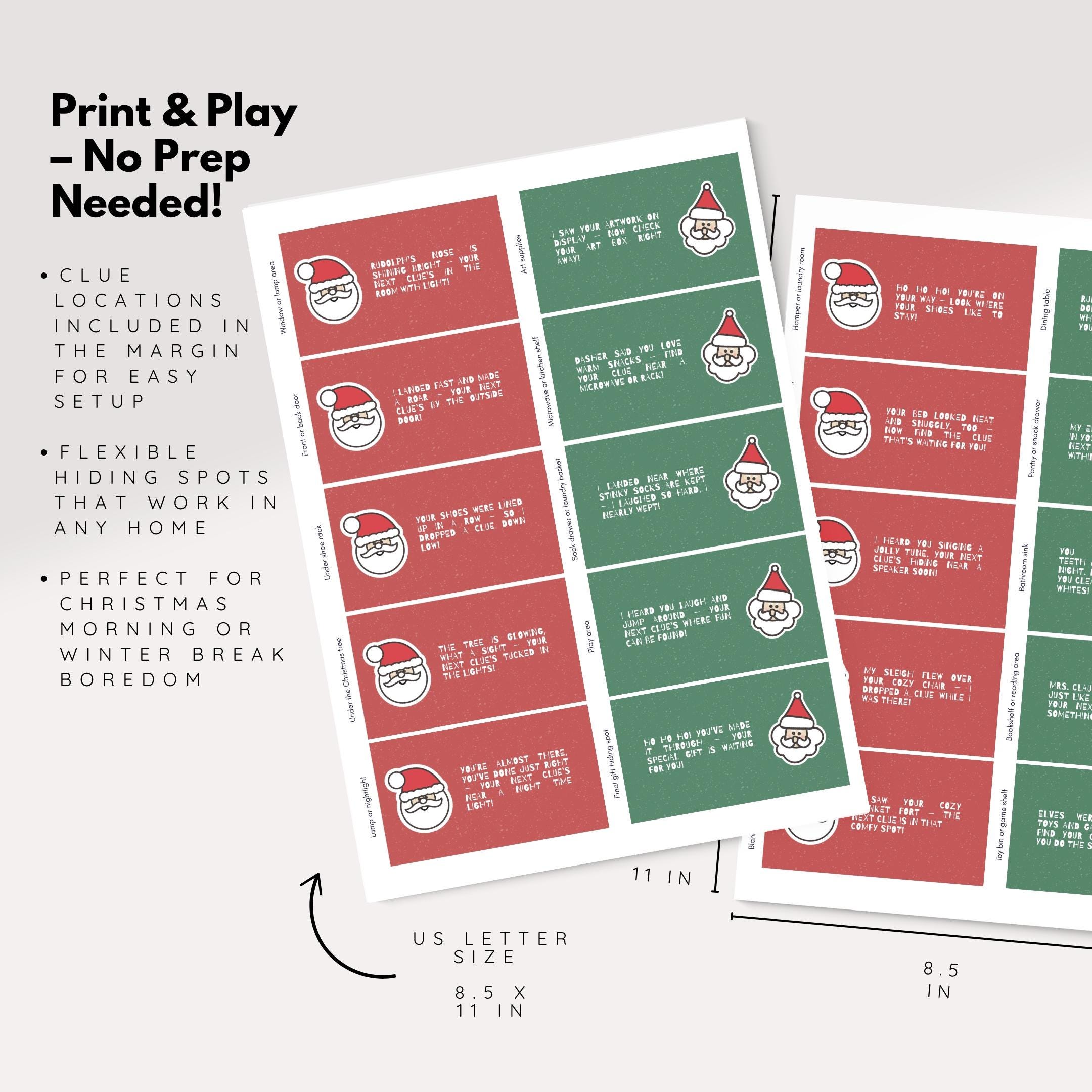 Santa Scavenger Hunt Clues, Letter From Santa Printable, Indoor ...