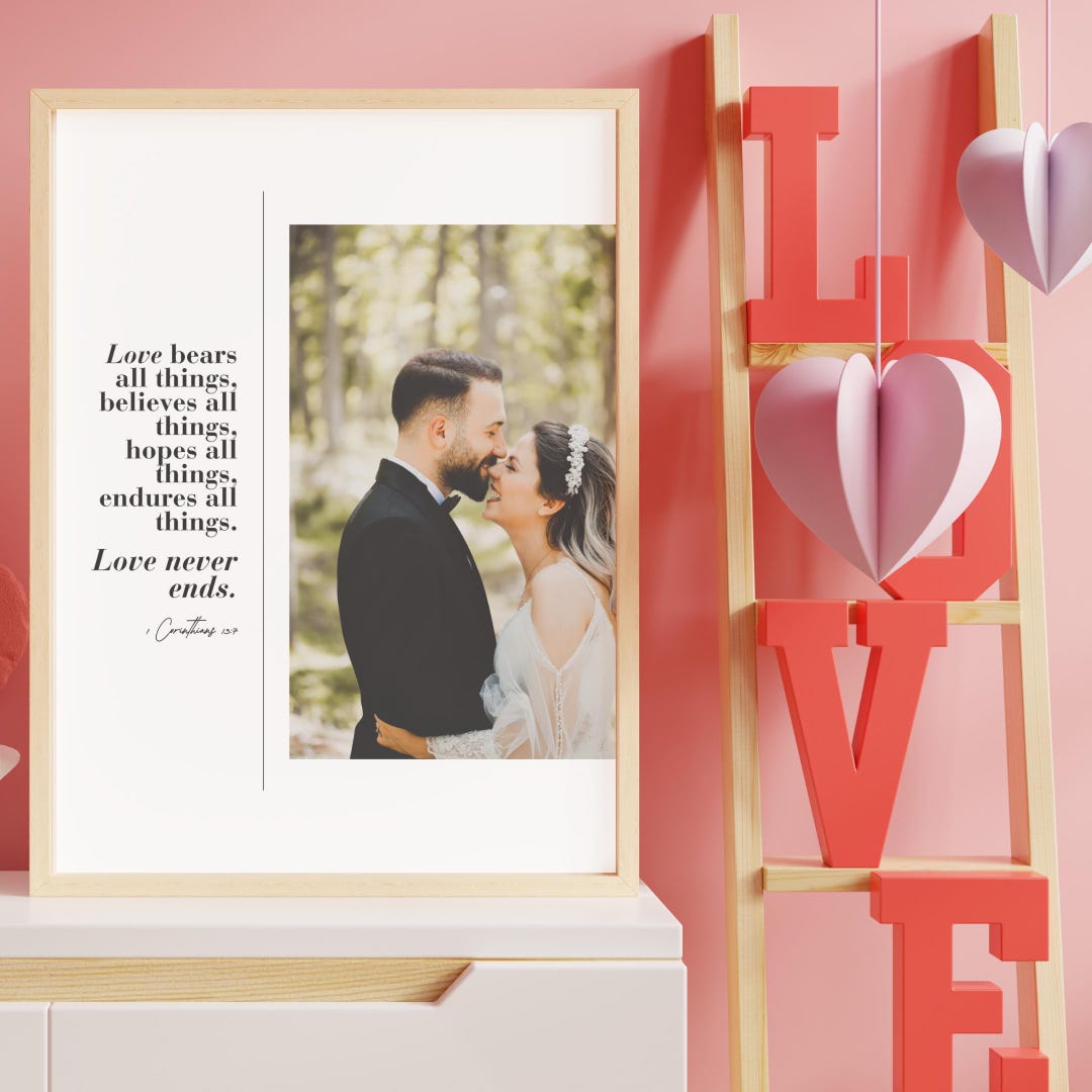 1 Corinthians 13 Printable Valentines Gift, Love Bears All Things Love ...