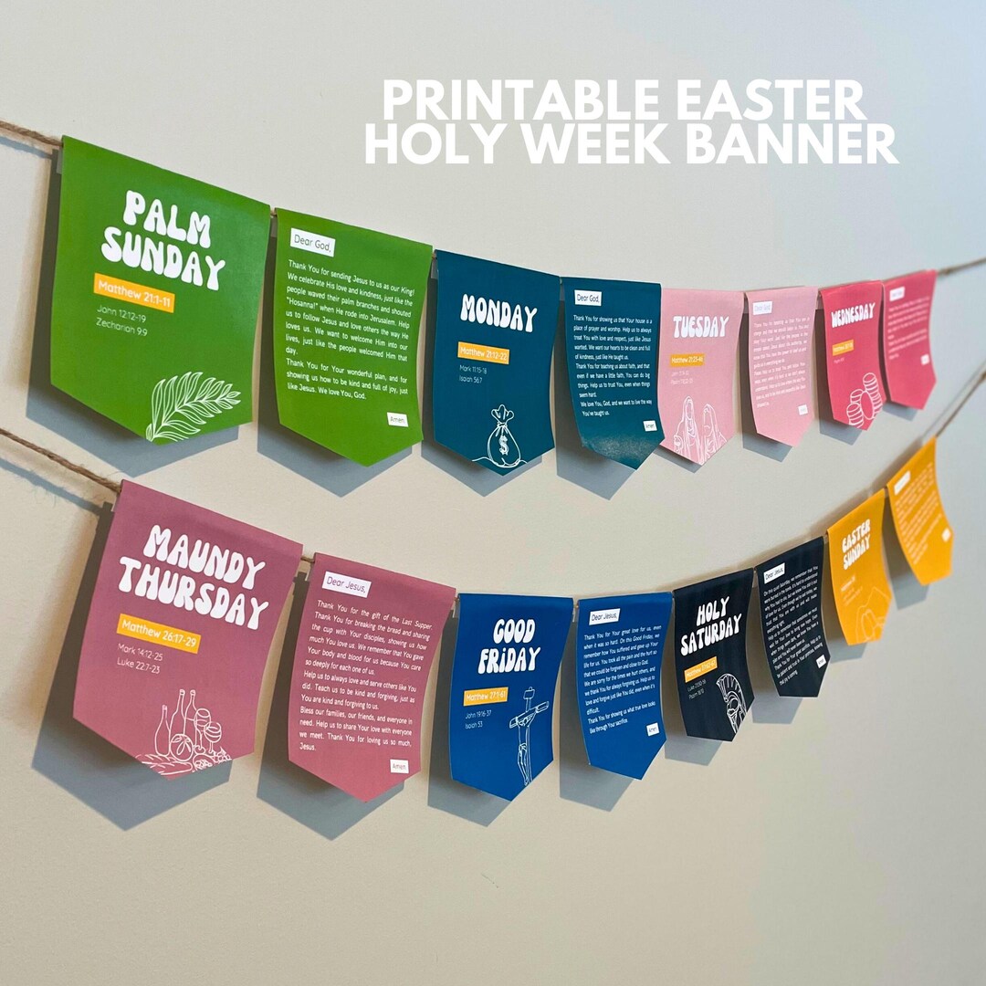 Holy Week Printable Easter Story Banner, Holy Week Kids Activities ...