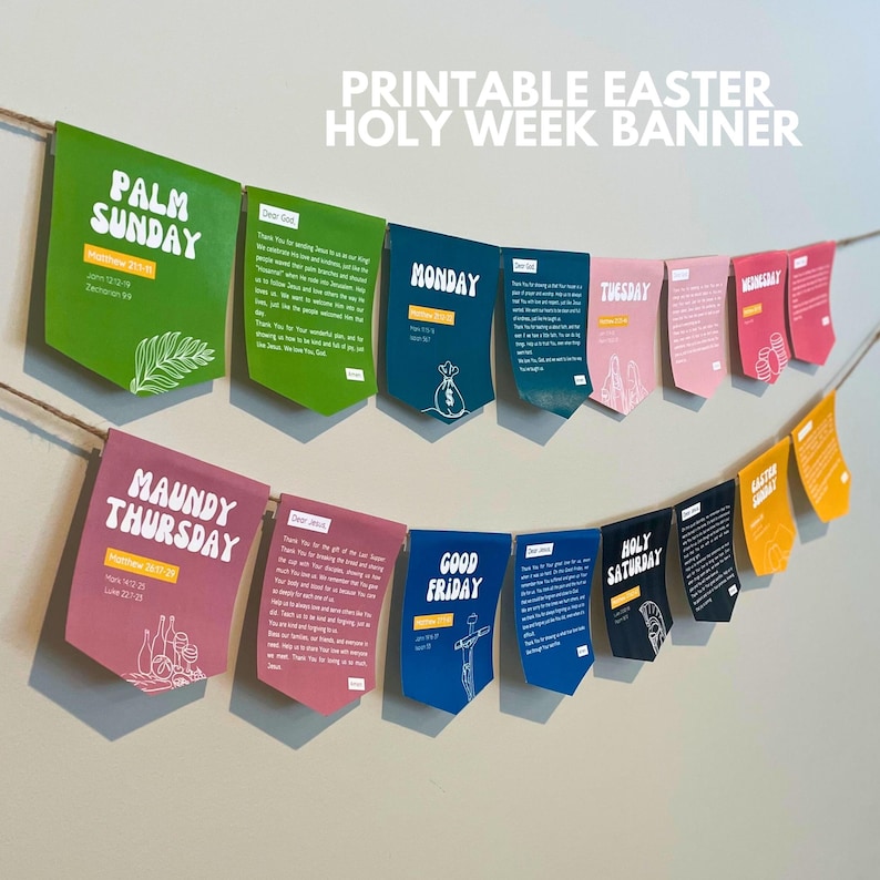 Holy Week Printable Easter Story Banner, Holy Week Kids Activities ...
