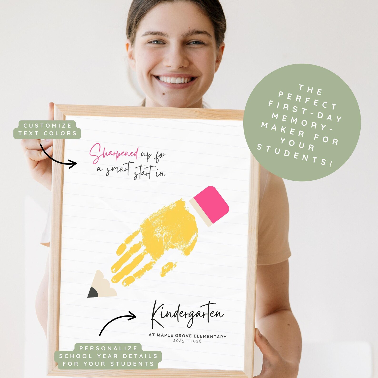 Editable First Day of Kindergarten Handprint Craft, First Day of ...