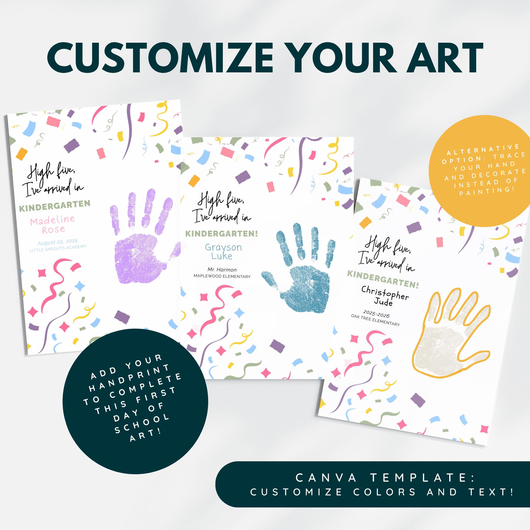 Editable First Day of Kindergarten Handprint Craft, High Five Handprint ...