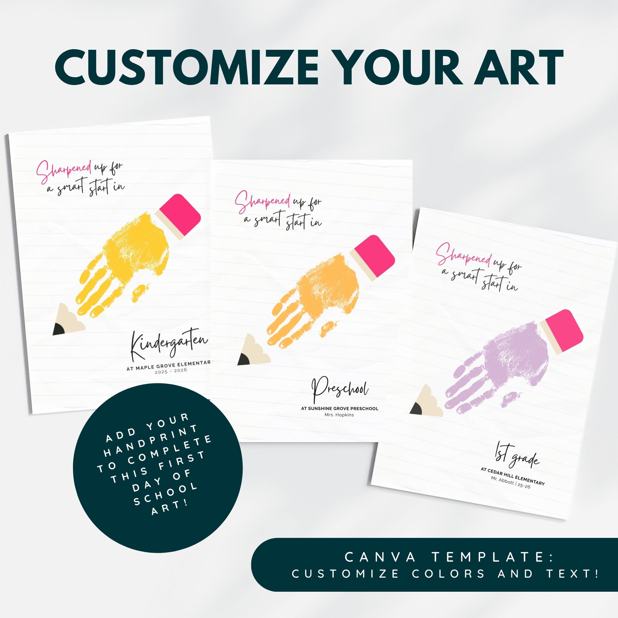 Editable First Day of Kindergarten Handprint Craft, First Day of ...