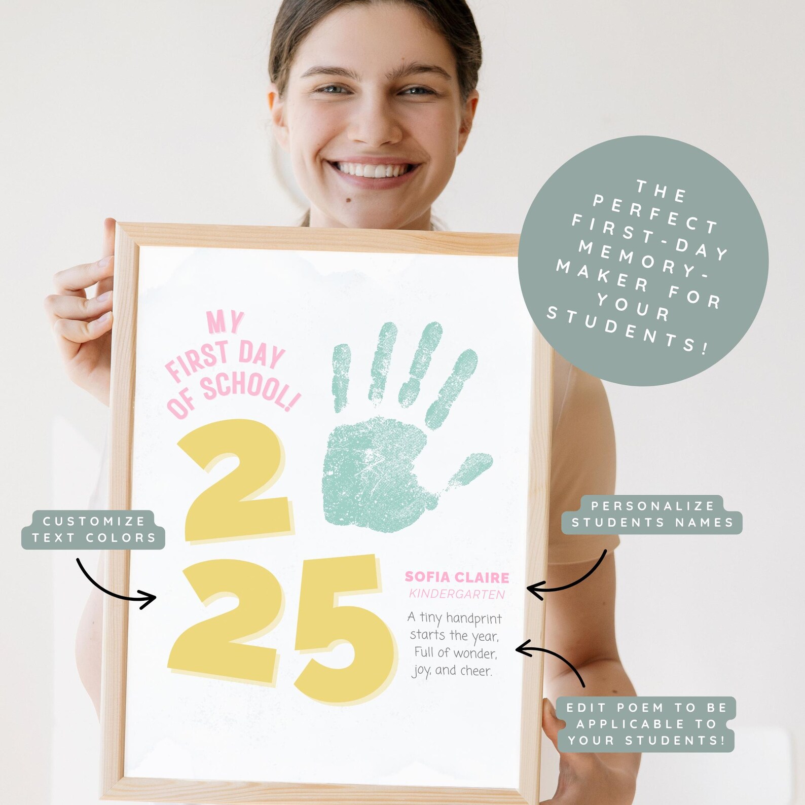 Editable Back to School Handprint Art, My First Day of Preschool ...