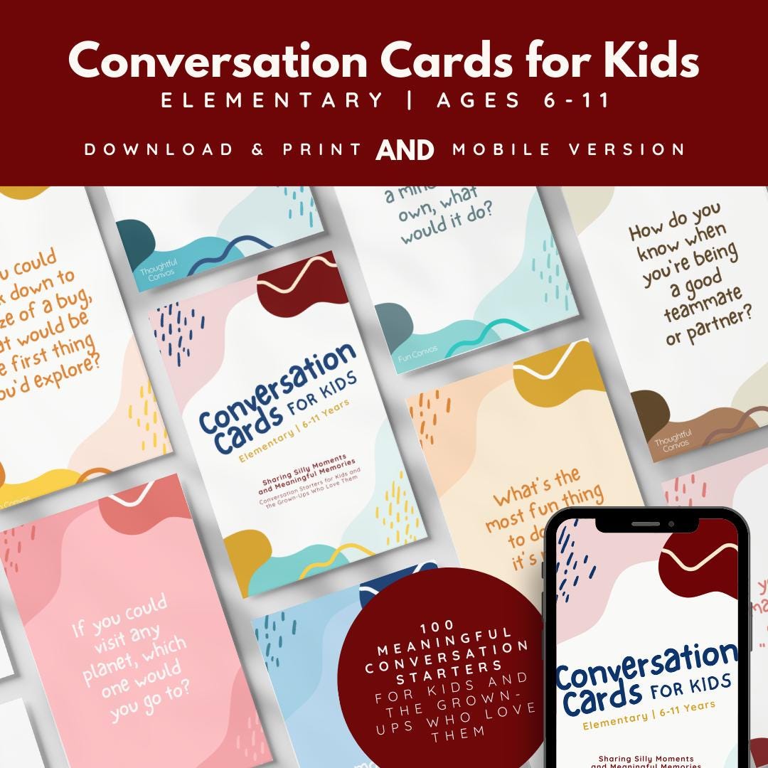 Kids Conversation Cards Printable, Family Conversation Starters, Kids ...