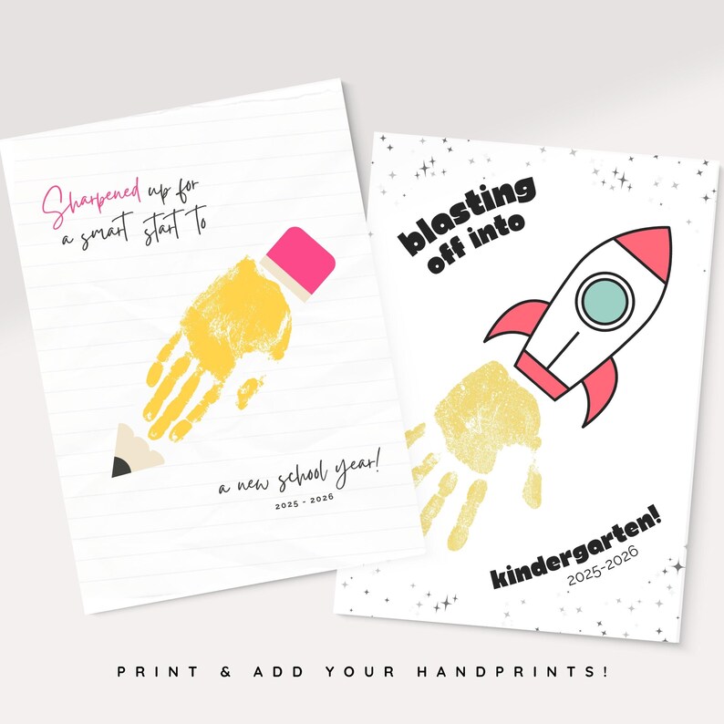 Back to School Handprint Art Bundle, First Day of School Handprint ...