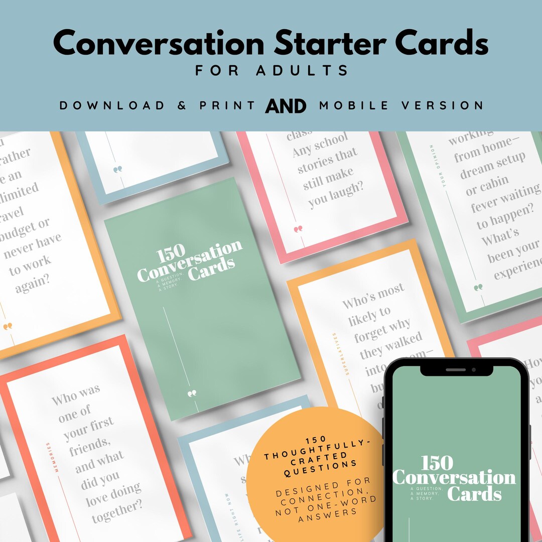 Conversation Card Games, Adult Conversation Starter Cards, Ice Breaker ...