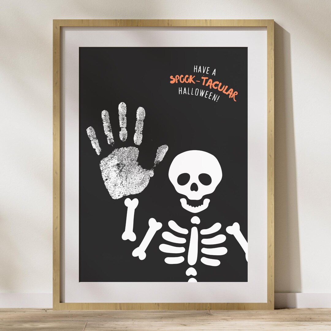 Spooktacular Halloween Handprint Craft, Skeleton Halloween Handprint ...