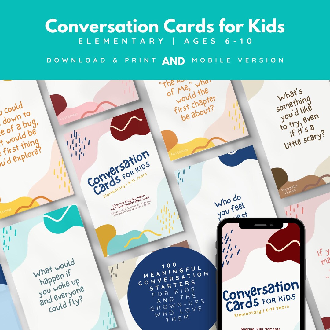 Elementary Conversation Cards Age 6-11, Conversation Starters for Kids ...