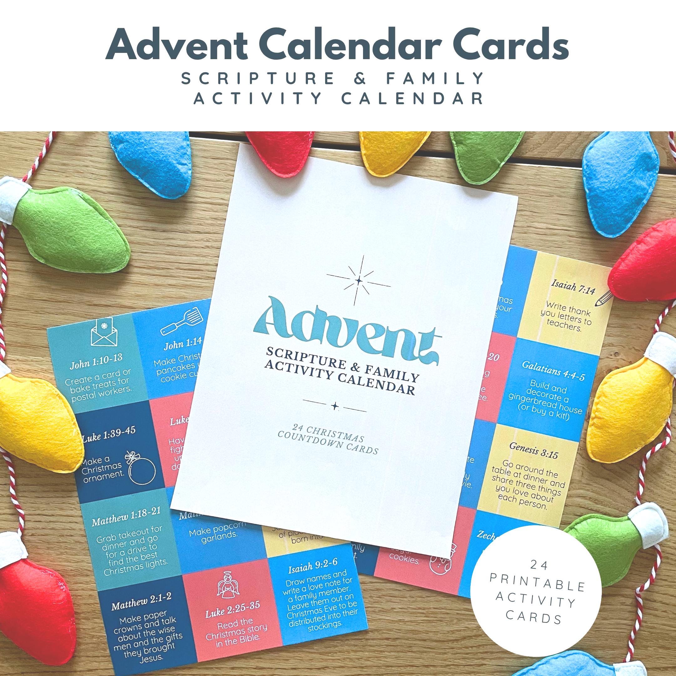 24 Advent Scripture Cards Printable, Advent Calendar Bible Cards ...