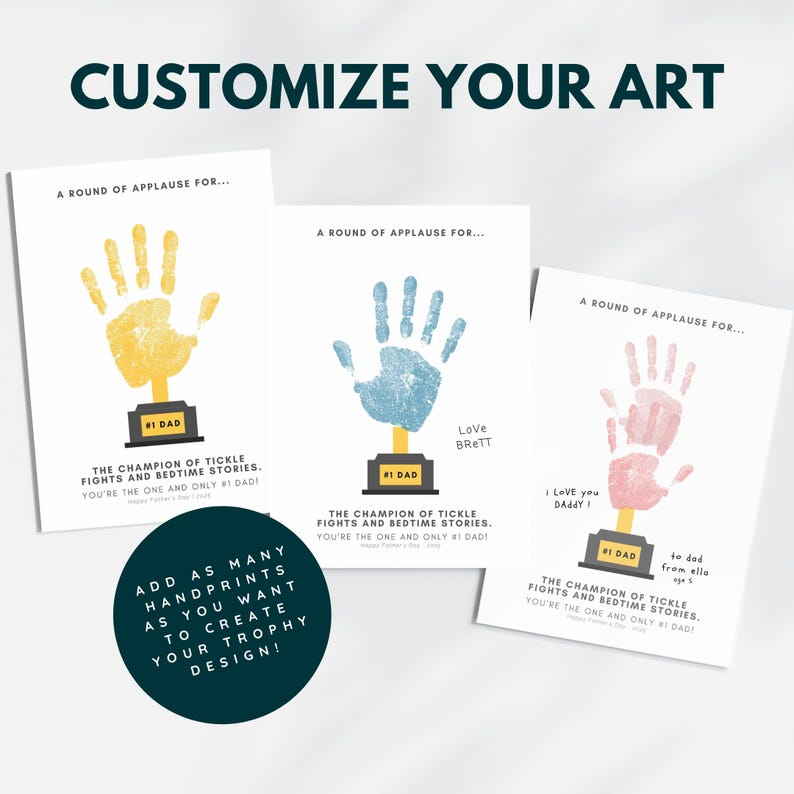 Best Dad Ever Trophy Handprint Editable Canva Template, Fathers Day ...