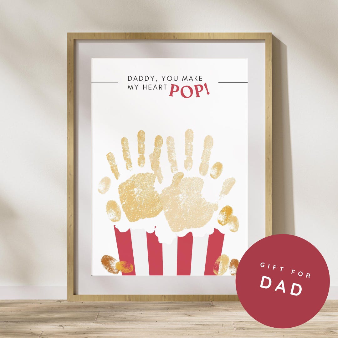 Popcorn Fathers Day Handprint Craft, Daddy Handprint Art, Handprint ...