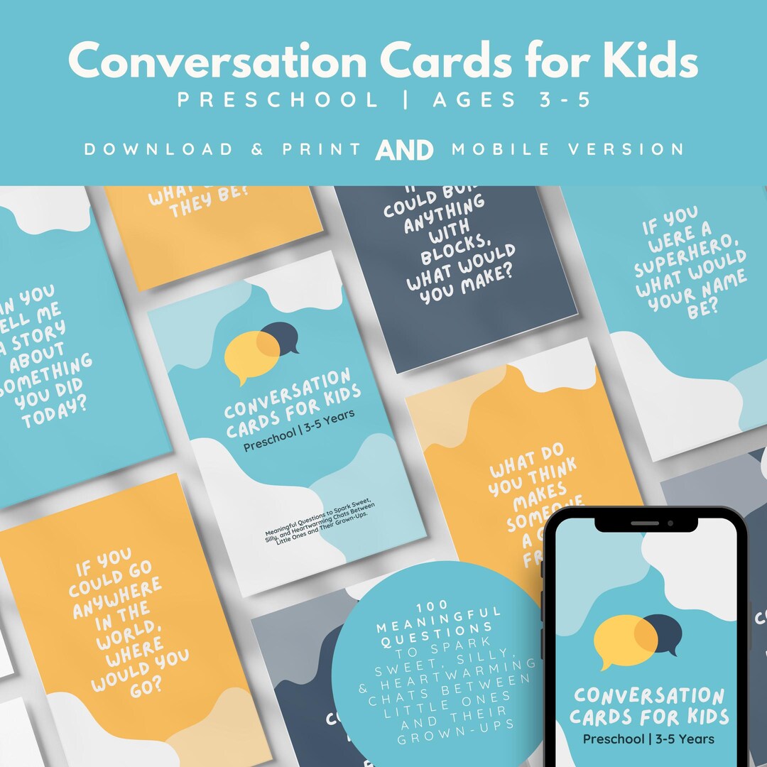 Preschool Kids Conversation Cards, Family Conversation Starters, Kids ...