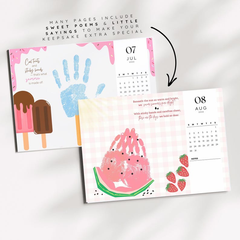 2026 Handprint Calendar Craft Printable, DIY Calendar for Kids Baby ...