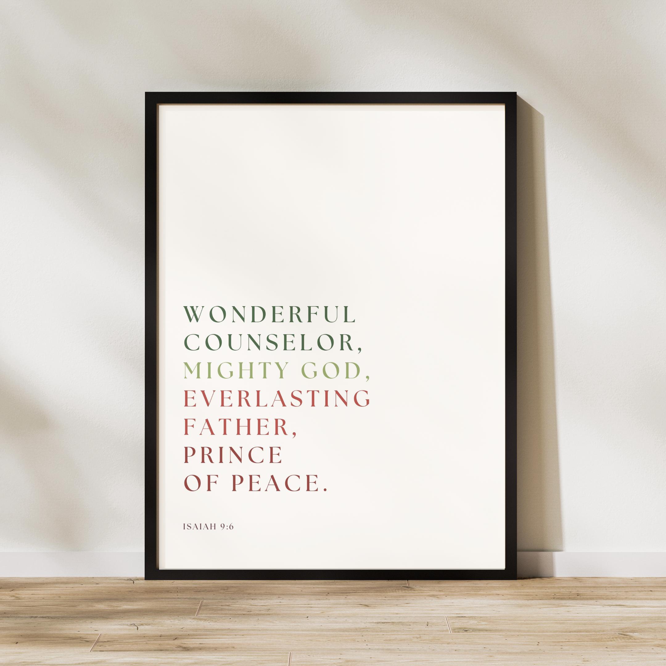 Christmas Wall Decor Isaiah 9:6 Mighty God Advent Scripture Wall Art ...