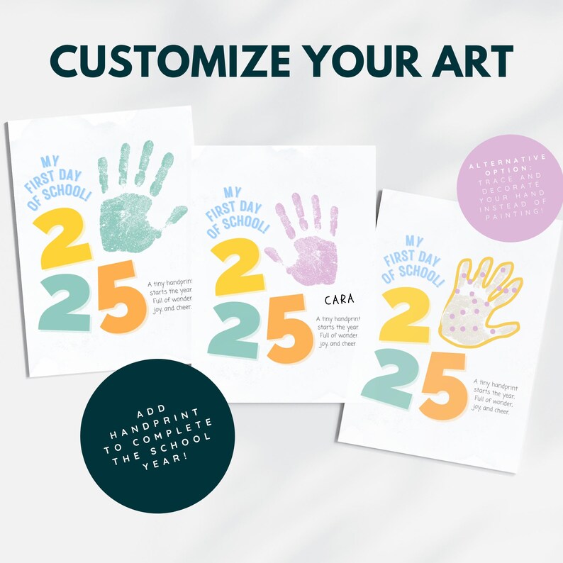 My First Day of School Handprint, First Day of Kindergarten Handprint ...