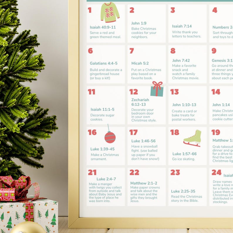 Scripture Advent Calendar Family Printable, Christian Advent Calendar ...