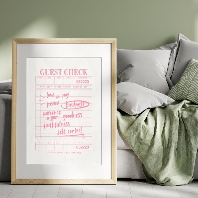Guest Check Poster Fruit of the Spirit Wall Art Guest Check Print ...