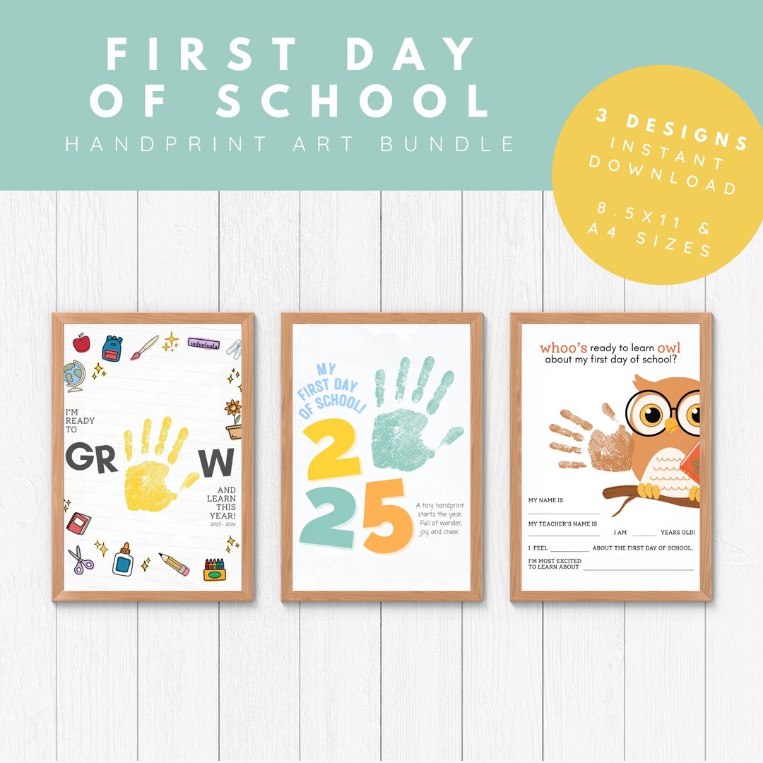 First Day of School Handprint Bundle, Back to School Handprint Craft ...
