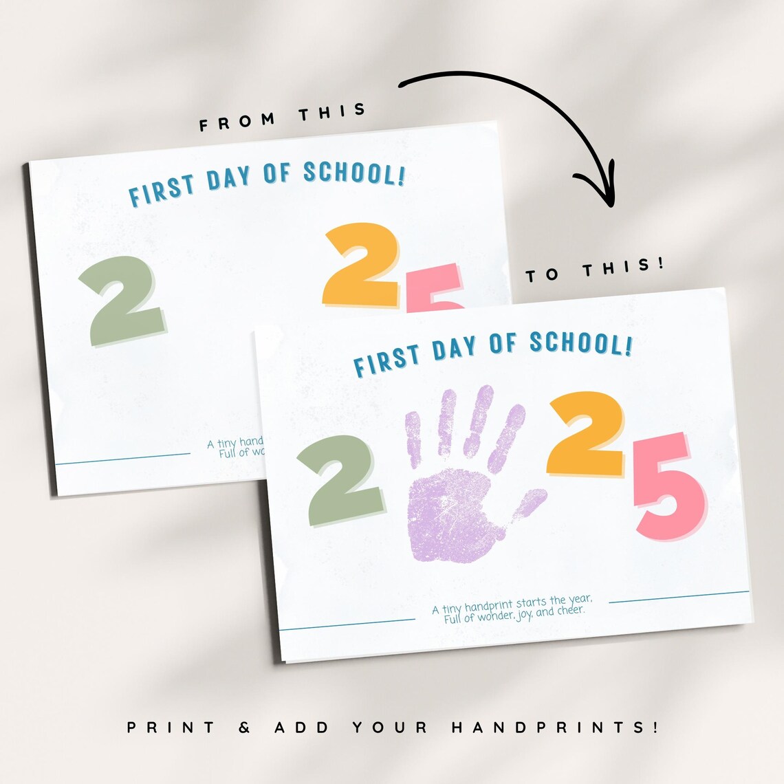 First Day of School Handprint Craft Kindergarten 2025-2026, My First ...
