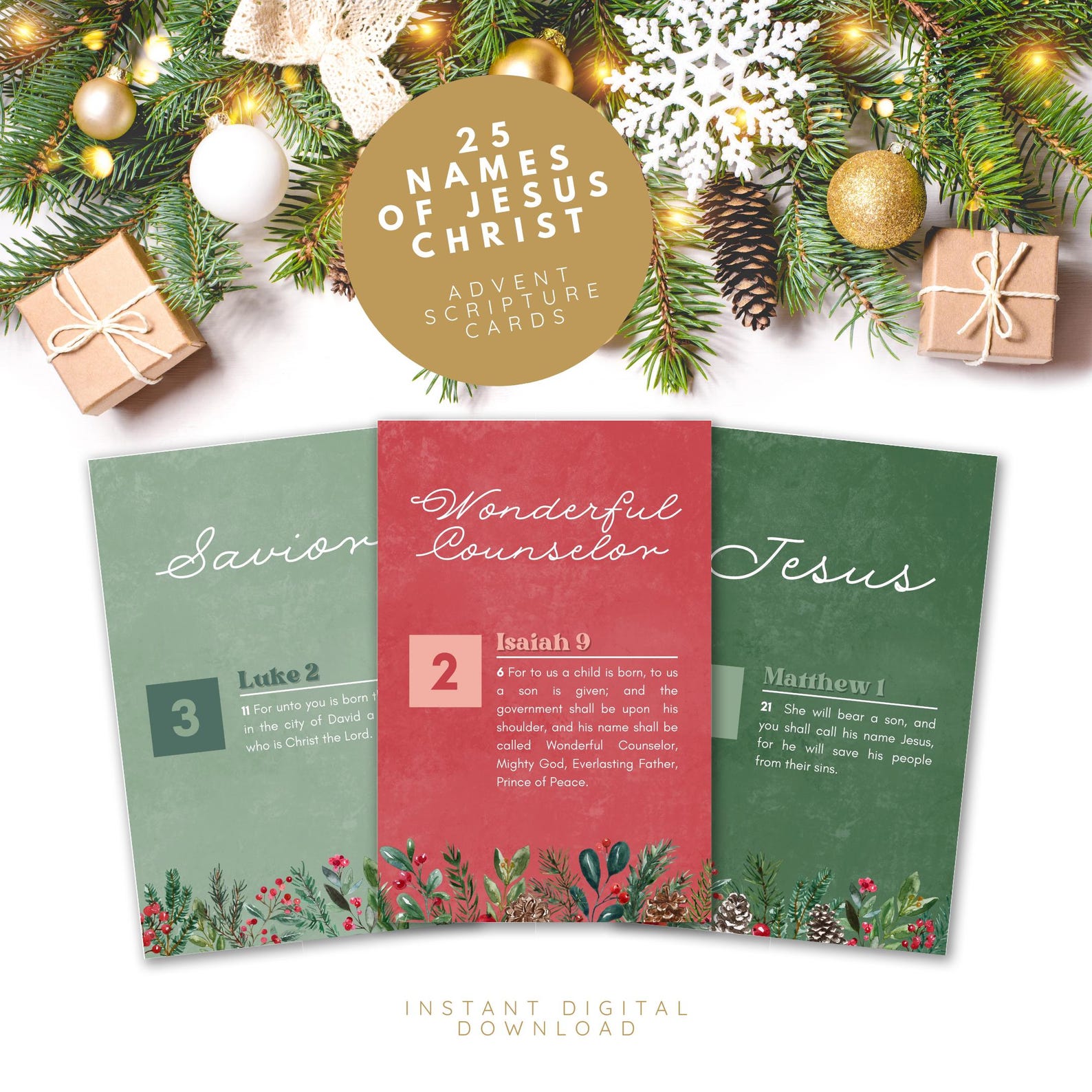 Printable Names of Christ Advent Cards, 25 Days of Christmas Advent ...