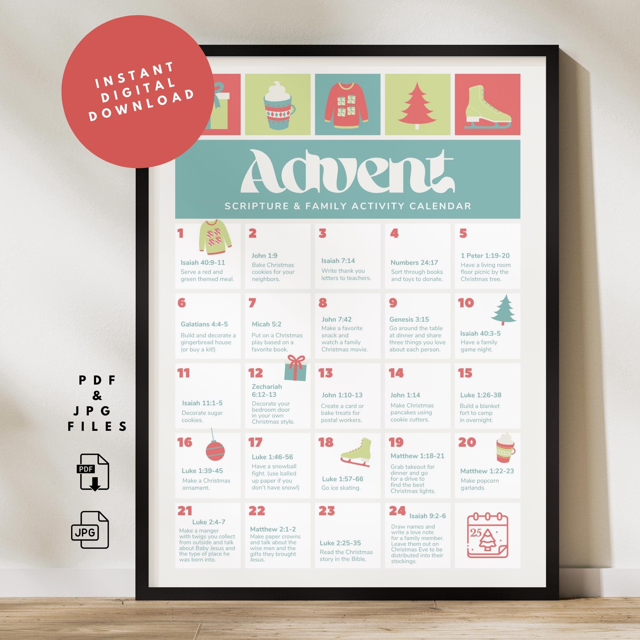 Scripture Advent Calendar Family Printable, Christian Advent Calendar ...