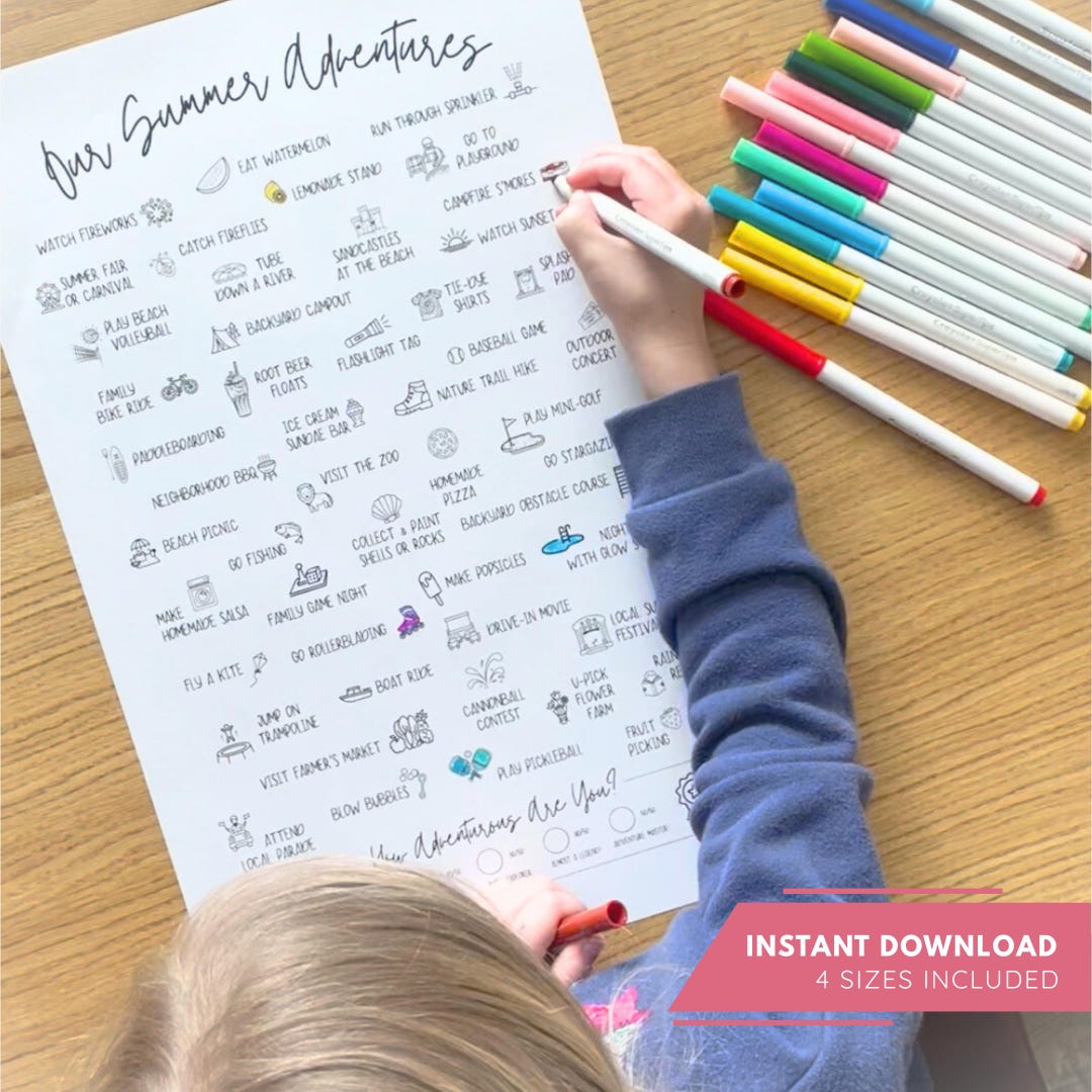 Family Summer Bucket List Coloring Sheet, Summer Activity Checklist ...