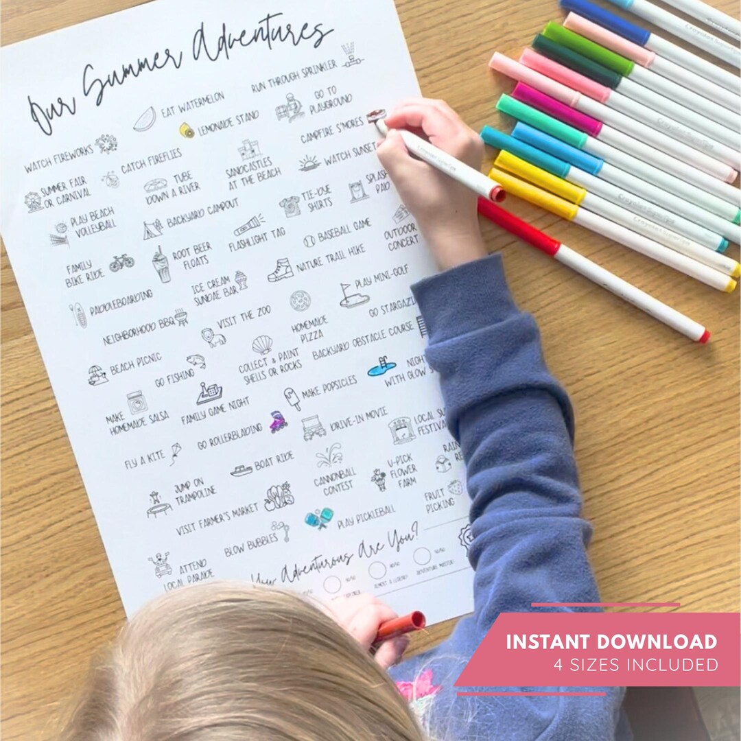 Family Summer Bucket List Coloring Sheet, Summer Activity Checklist ...