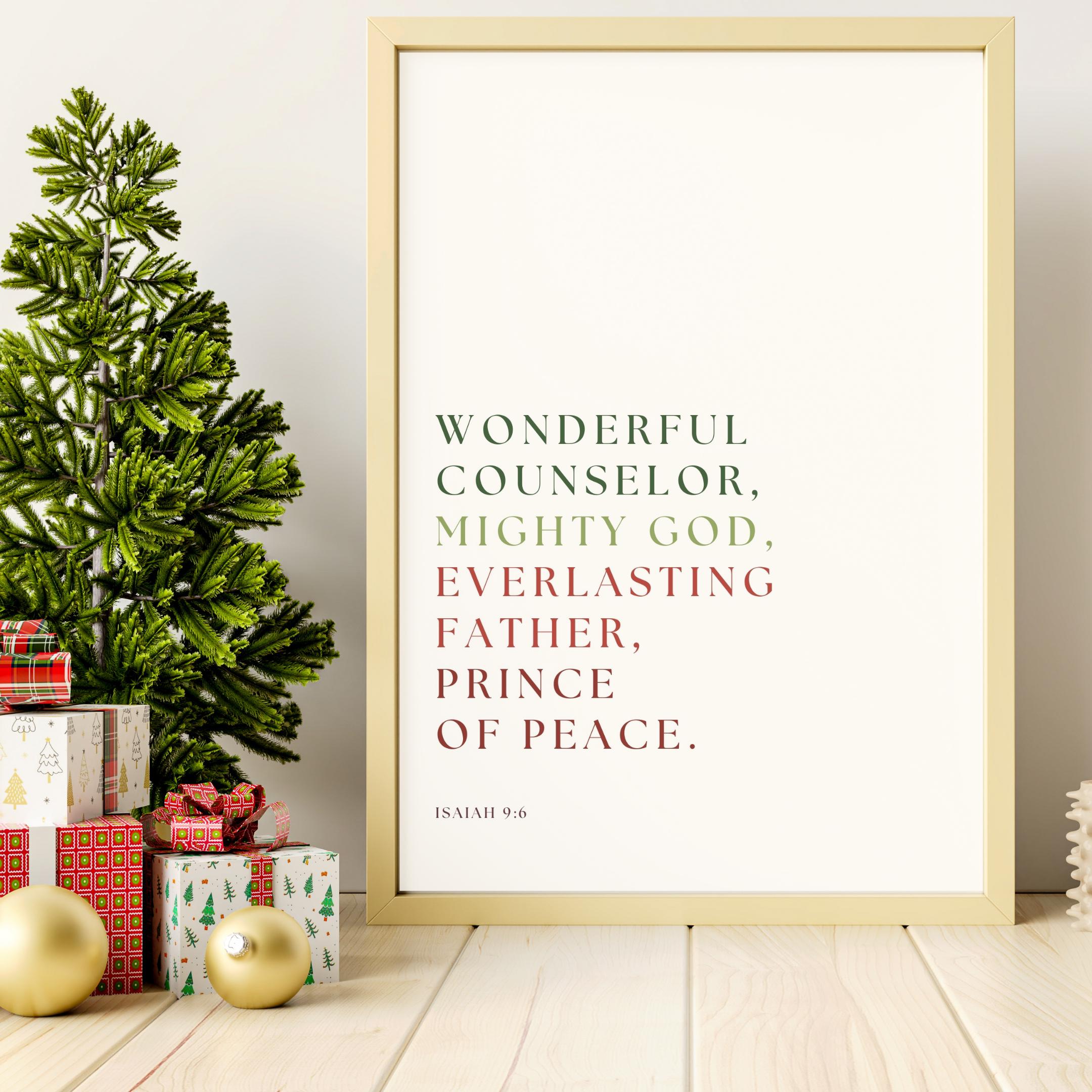 Christmas Wall Decor Isaiah 9:6 Mighty God Advent Scripture Wall Art ...