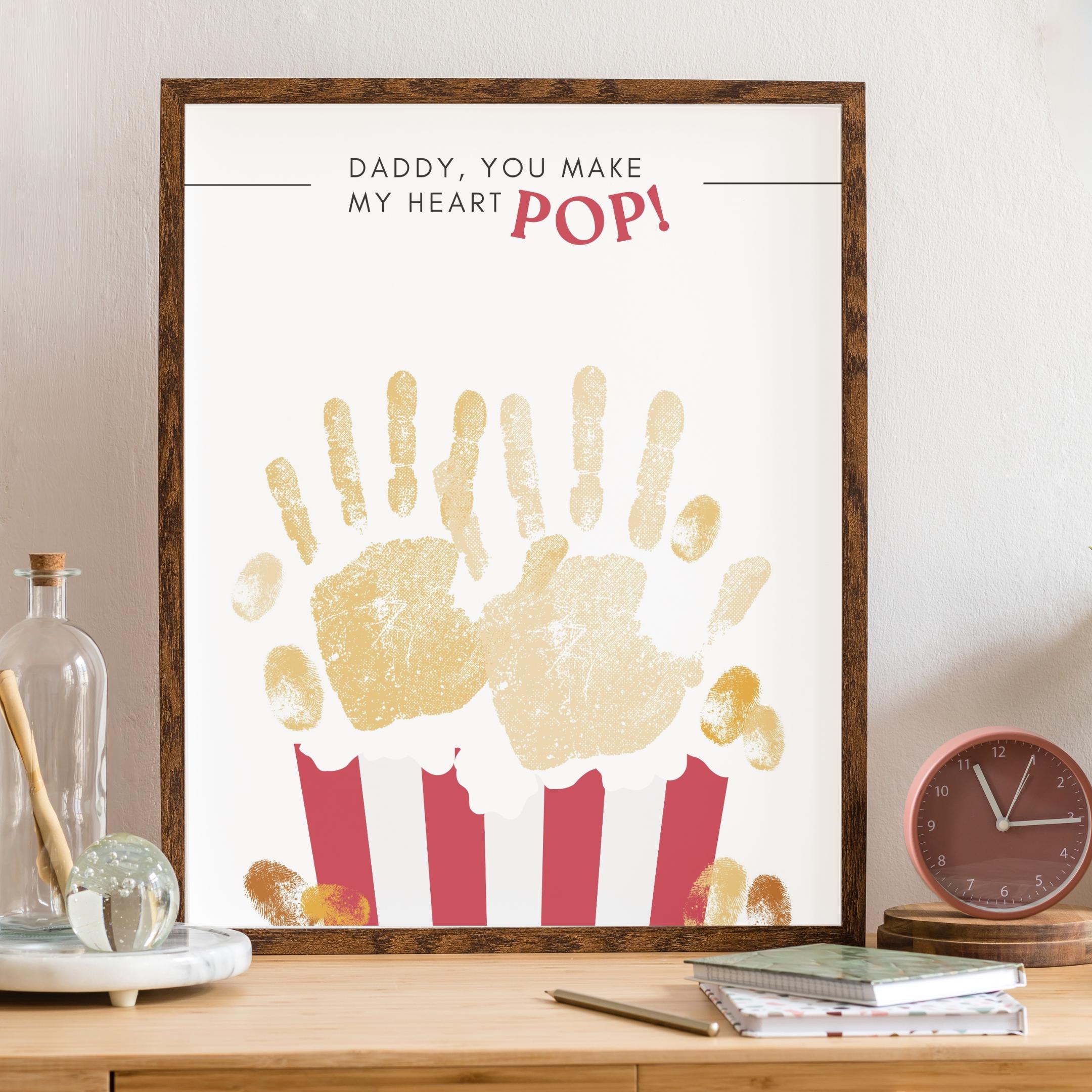 Popcorn Fathers Day Handprint Craft, Daddy Handprint Art, Handprint ...
