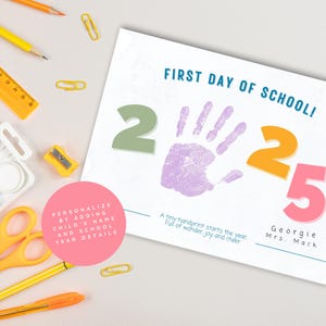 First Day of School Handprint Craft Kindergarten 2025-2026, My First ...