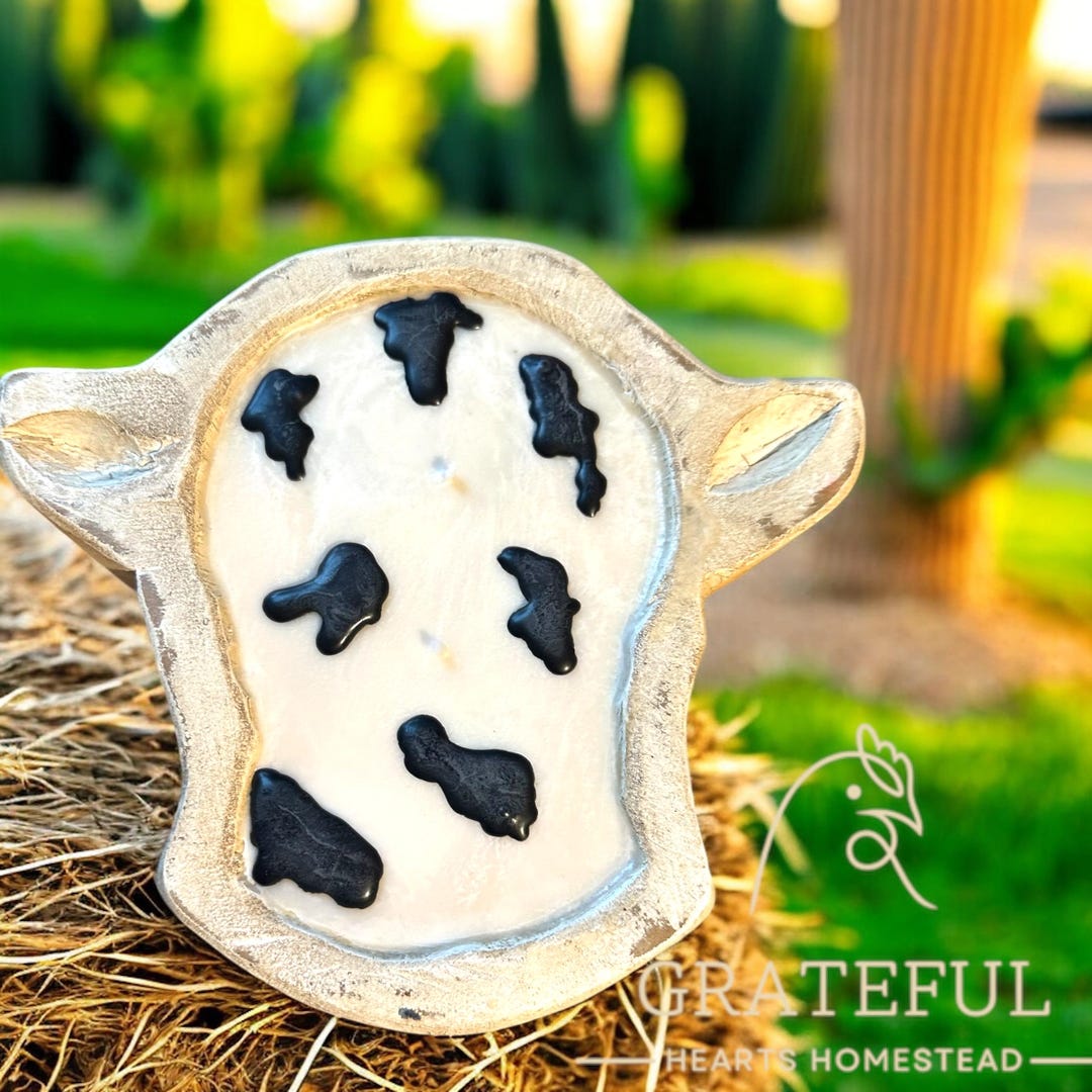 Cow Dough Bowl Candle, 2 Wick Candles, Farmhouse, Gift for Cow Lover ...