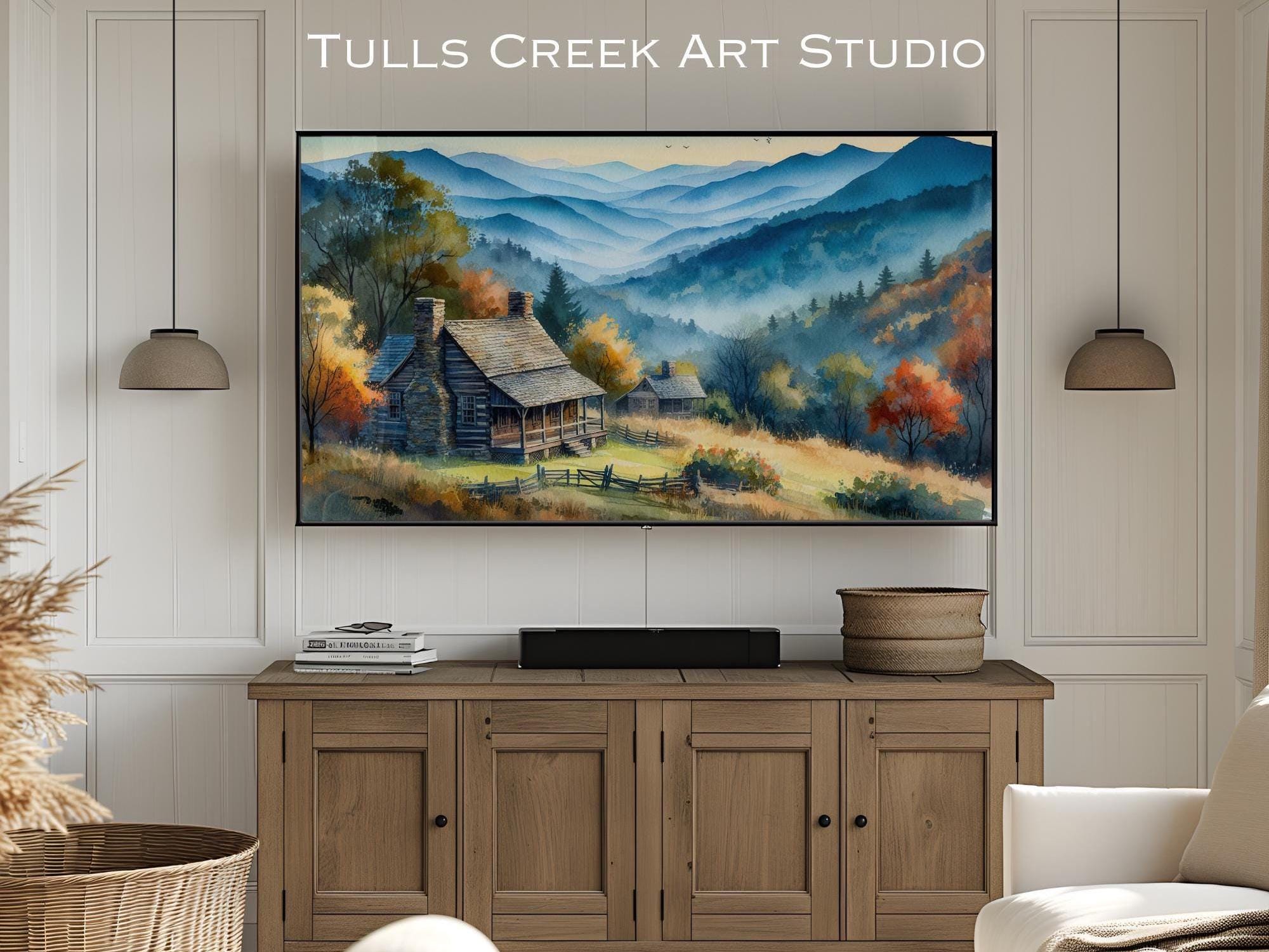 Blue Ridge Parkway Fall Cabin Art for Samsung Frame TV | Alcohol Ink ...