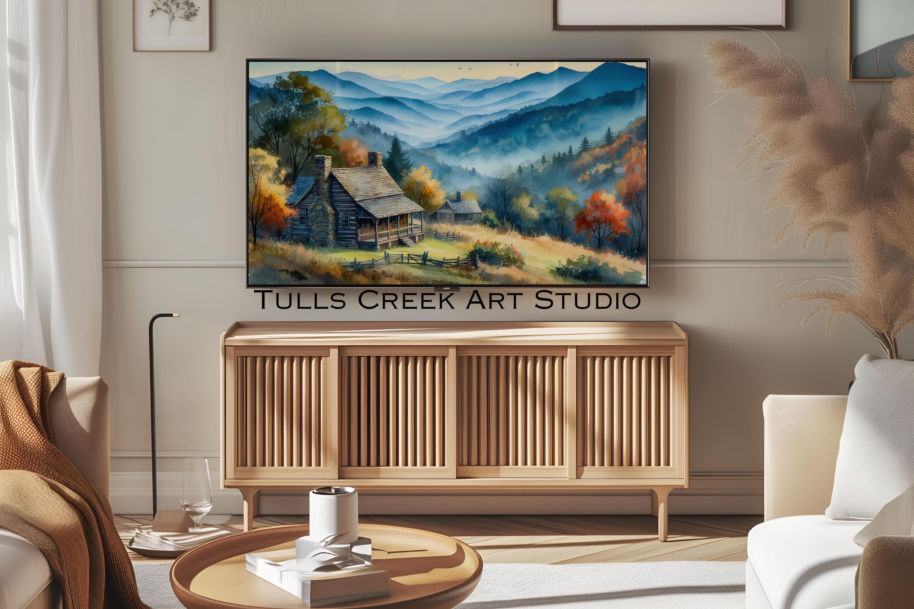 Blue Ridge Parkway Fall Cabin Art for Samsung Frame TV Alcohol Ink ...