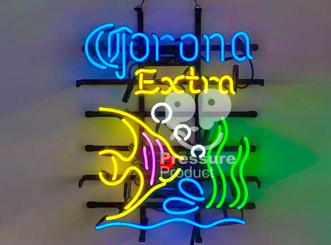 Tropical Fish Sign Corona Extra Real Glass Neon Sign Light Custom Neon ...