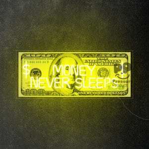 Dollar LED Neon Sign Money Never Sleeps Neon Dollar Neon Aart Dollar ...