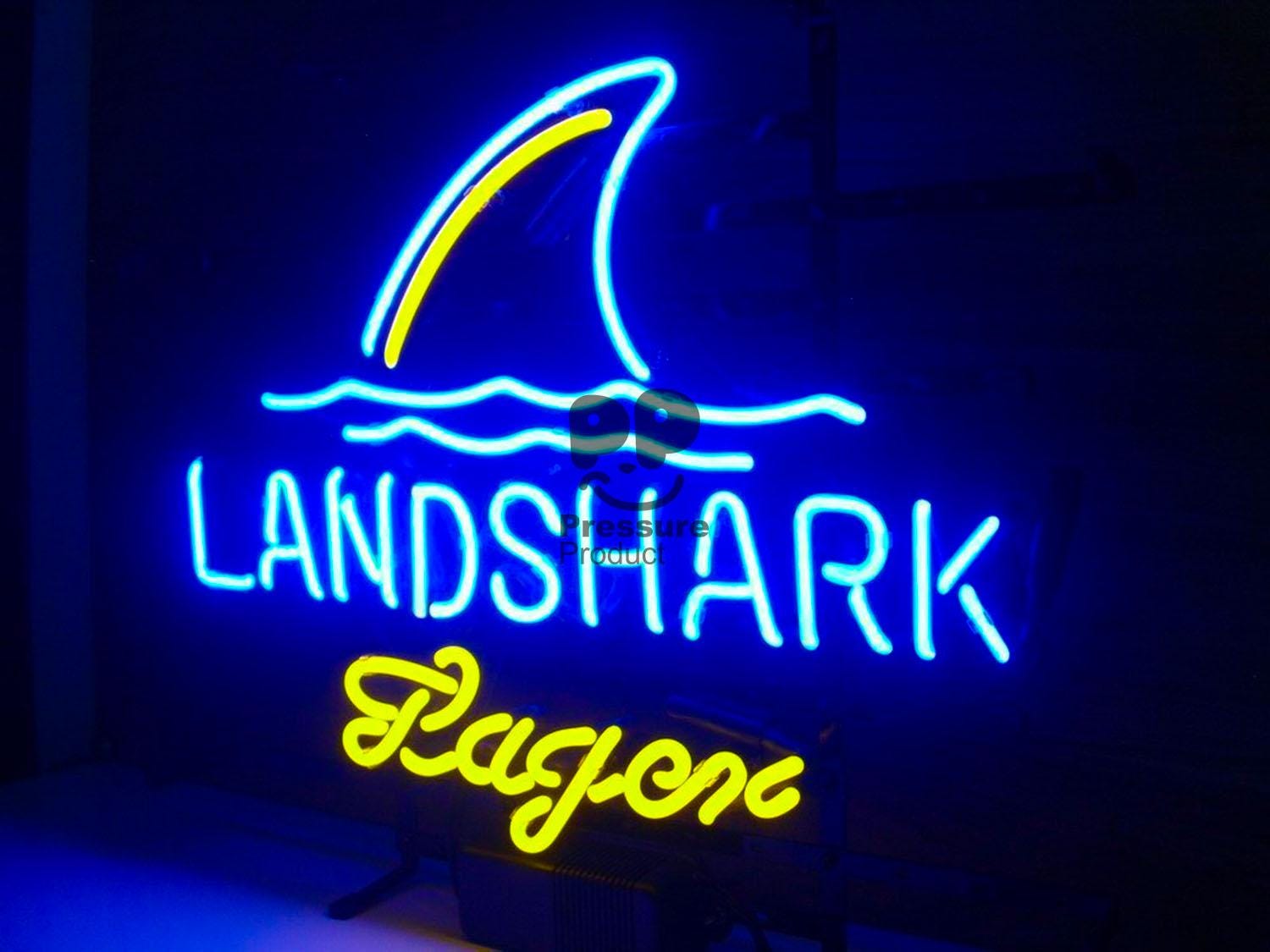 Blue Shark Neon Sign Custom Landshark Lager Beer Bar Pub Real Glass ...