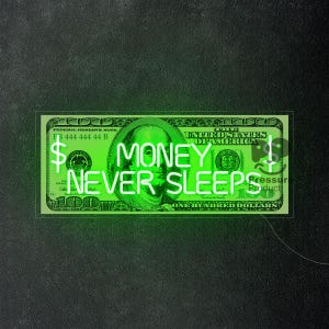 Dollar LED Neon Sign Money Never Sleeps Neon Dollar Neon Aart Dollar ...