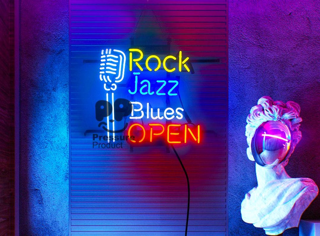 Jazz Bar Sign Rock Jazz Blues Open Real Glass Neon Sign Business Logo ...
