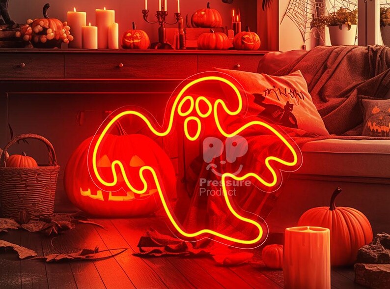 Spooky Ghost Halloween LED Neon Sign Light Wall Hangings 9 Colors ...