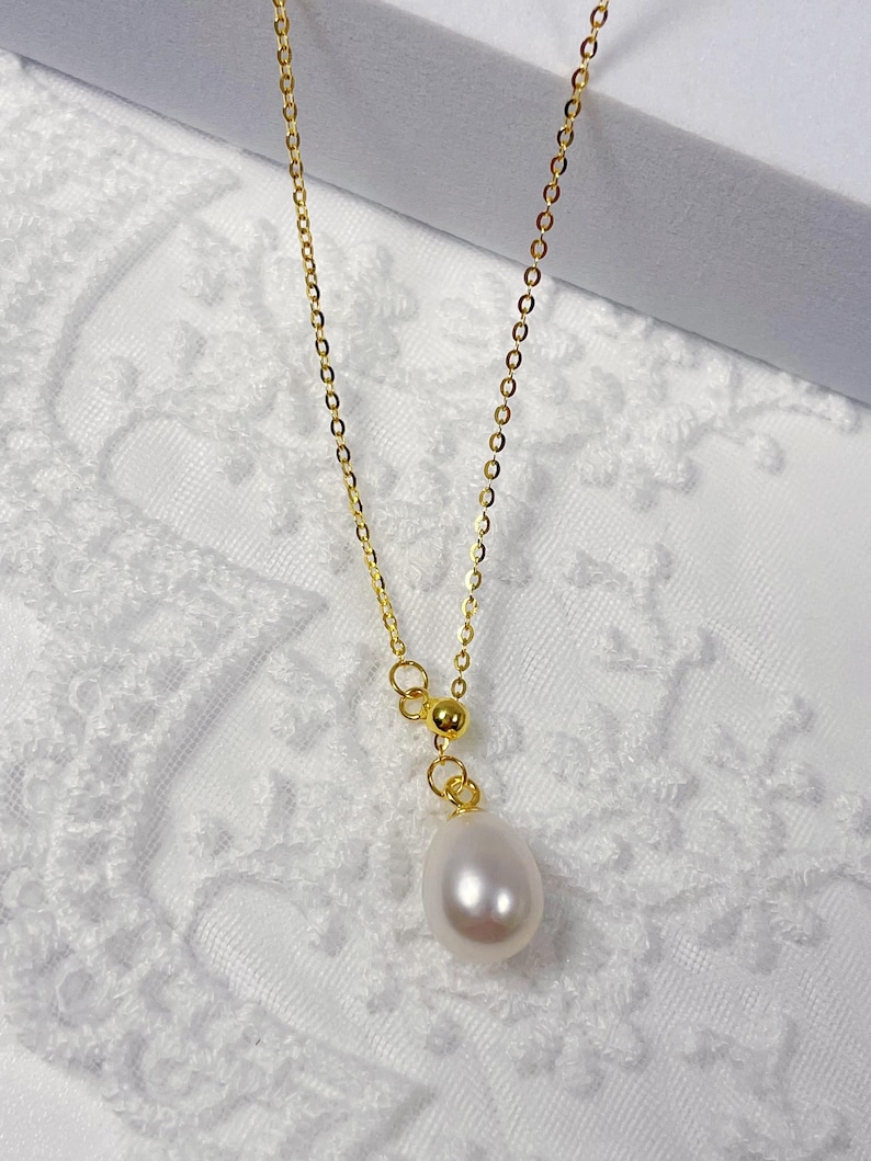 Single Pearl Necklace, Minimalist Freshwater Pearl Necklace, 18K Gold ...
