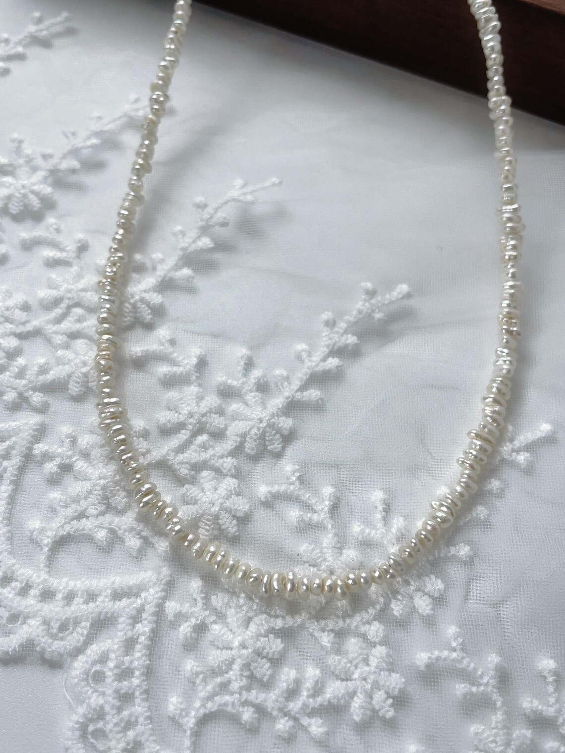 Tiny Pearl Necklace, Dainty Freshwater Pearl Beaded Necklace ...