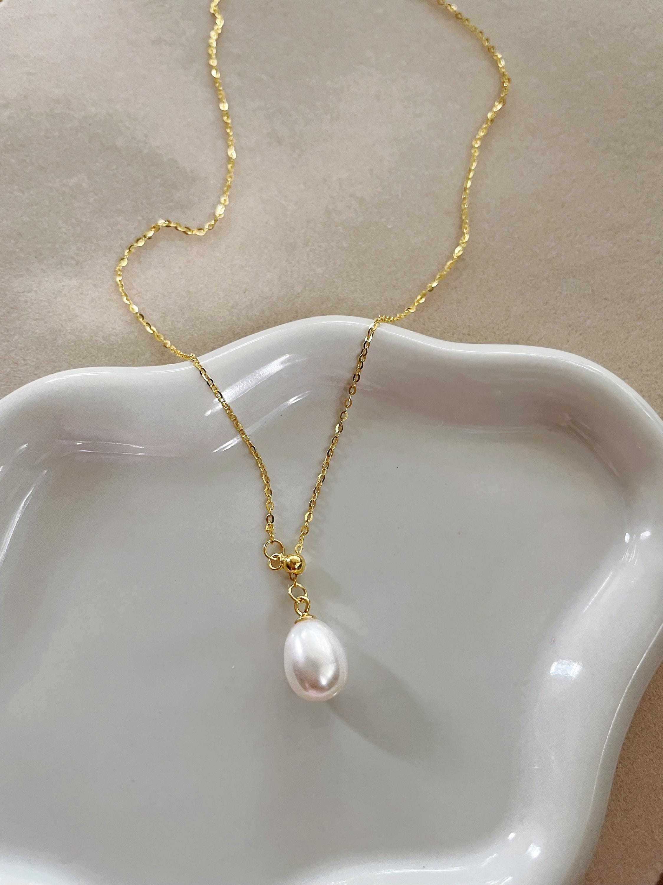 Single Pearl Necklace, Minimalist Freshwater Pearl Necklace, 18K Gold ...