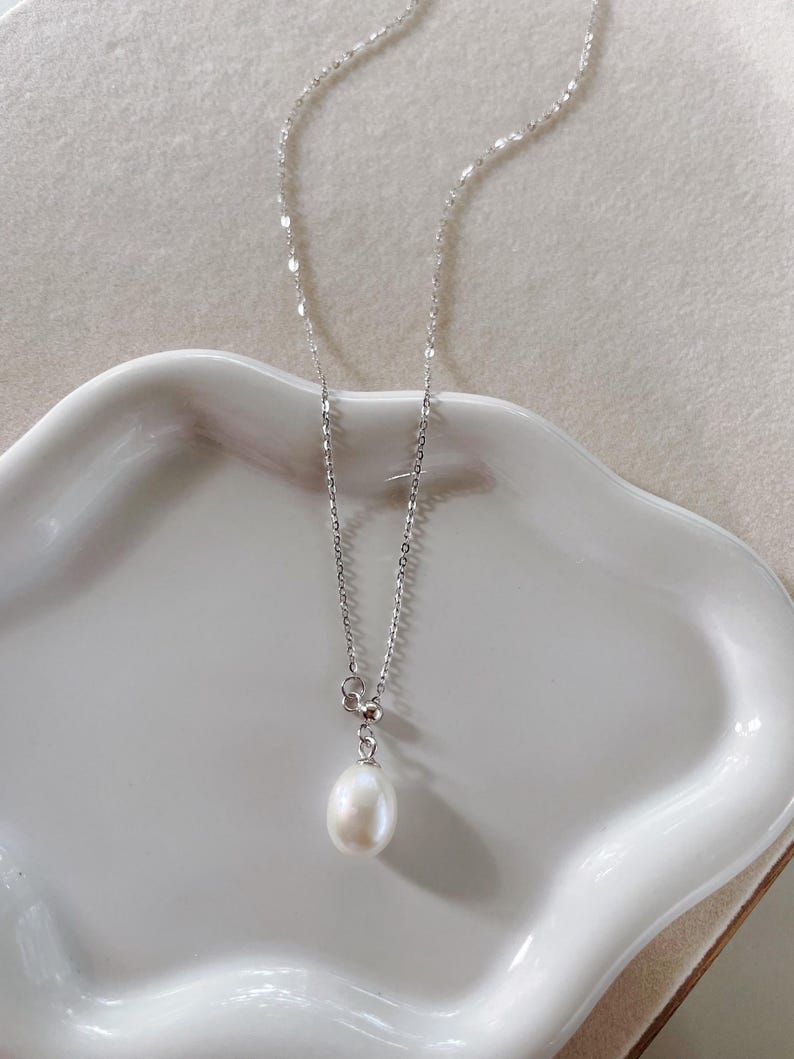 Single Pearl Necklace, Minimalist Freshwater Pearl Necklace, 18K Gold ...