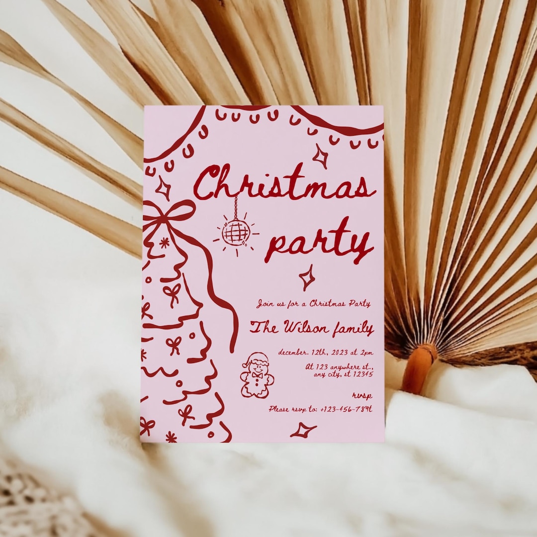 Editable Whimsical Christmas Party Invitation Template, Christmas Party ...