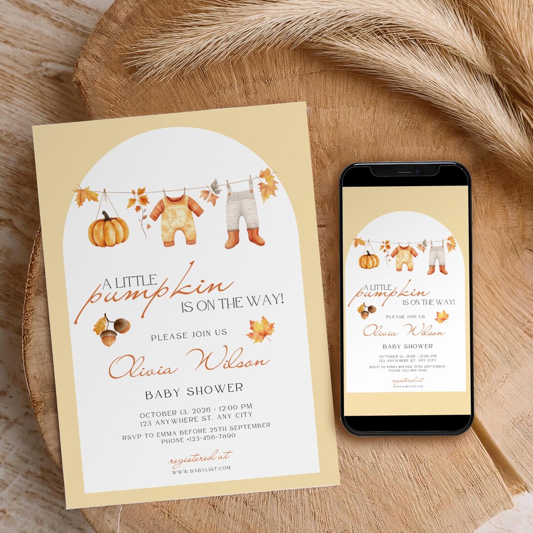 Little Pumpkin Baby Shower Invitation, Fall Baby Shower Invitation ...