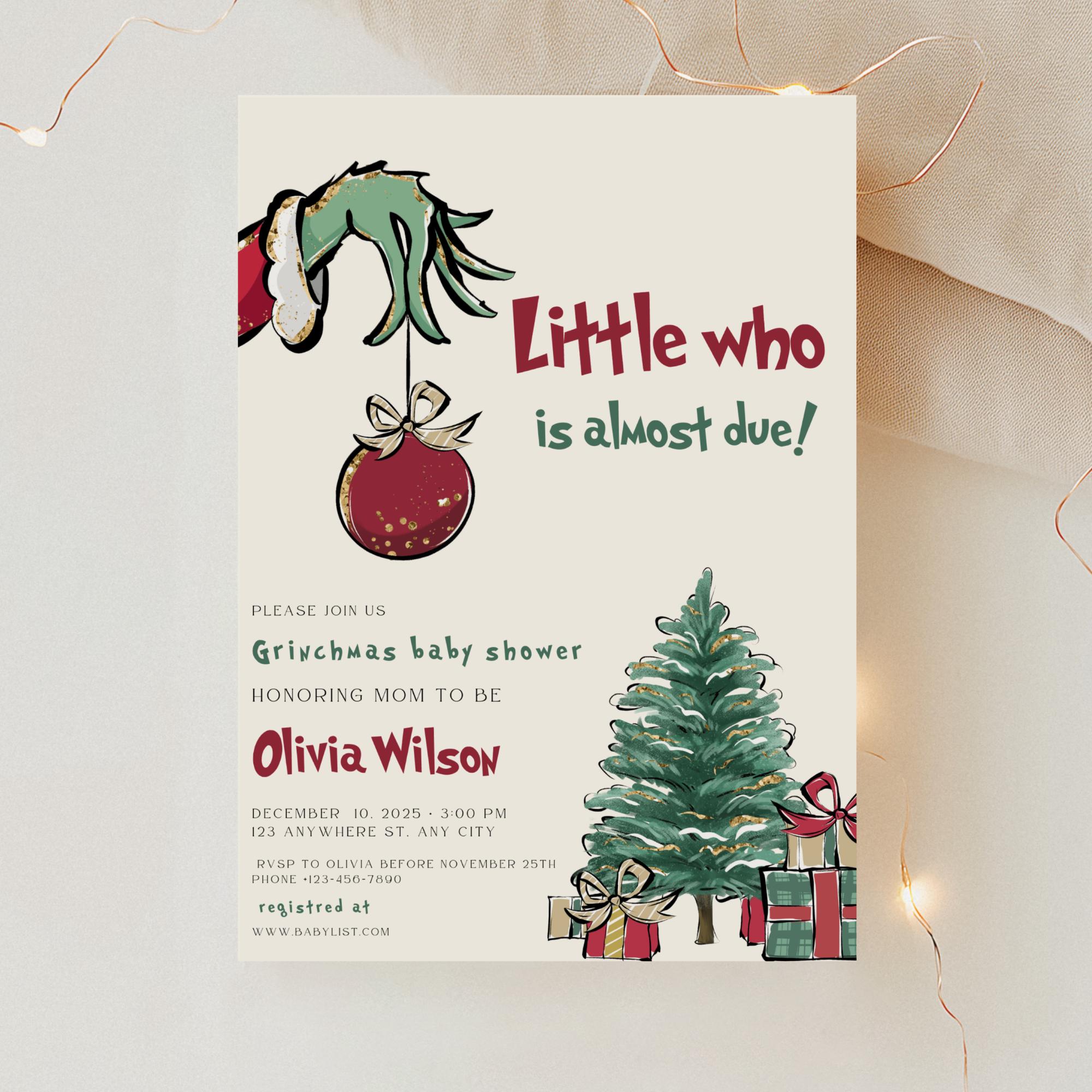 A Little Who is Almost Due Baby Shower Invitation, Baby Shower ...