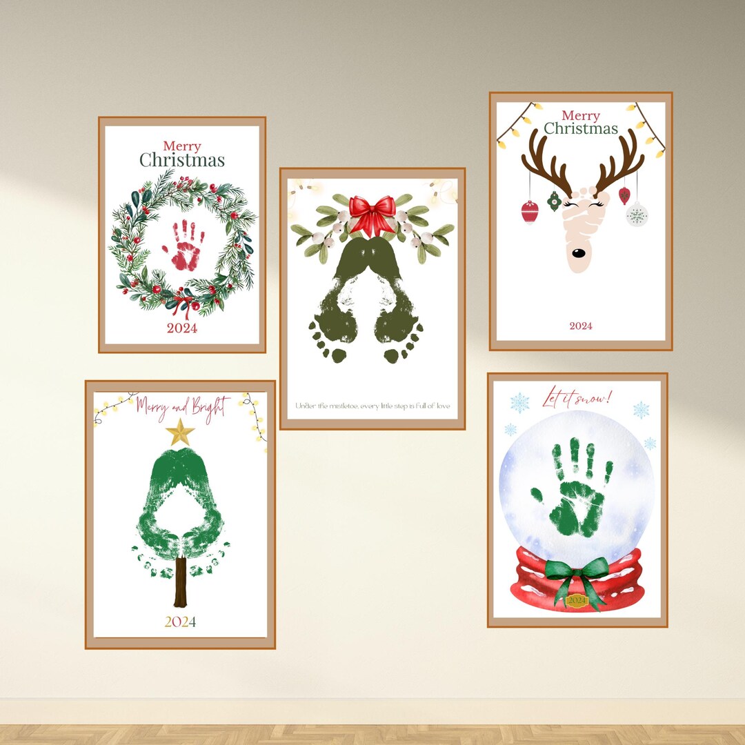 Christmas Handprint Footprint DIY Art Craft Bundle, Printable Christmas ...
