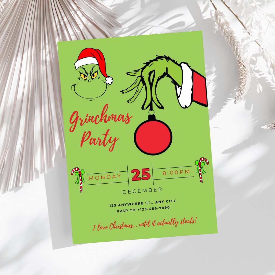 Merry Grinchmas Party Invitation,grinchmas Party Invitation,editable ...