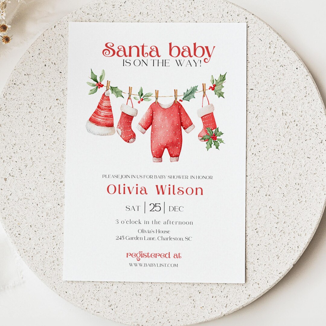 Santa Baby Shower Invitation,editable Christmas Baby Shower Invitation ...